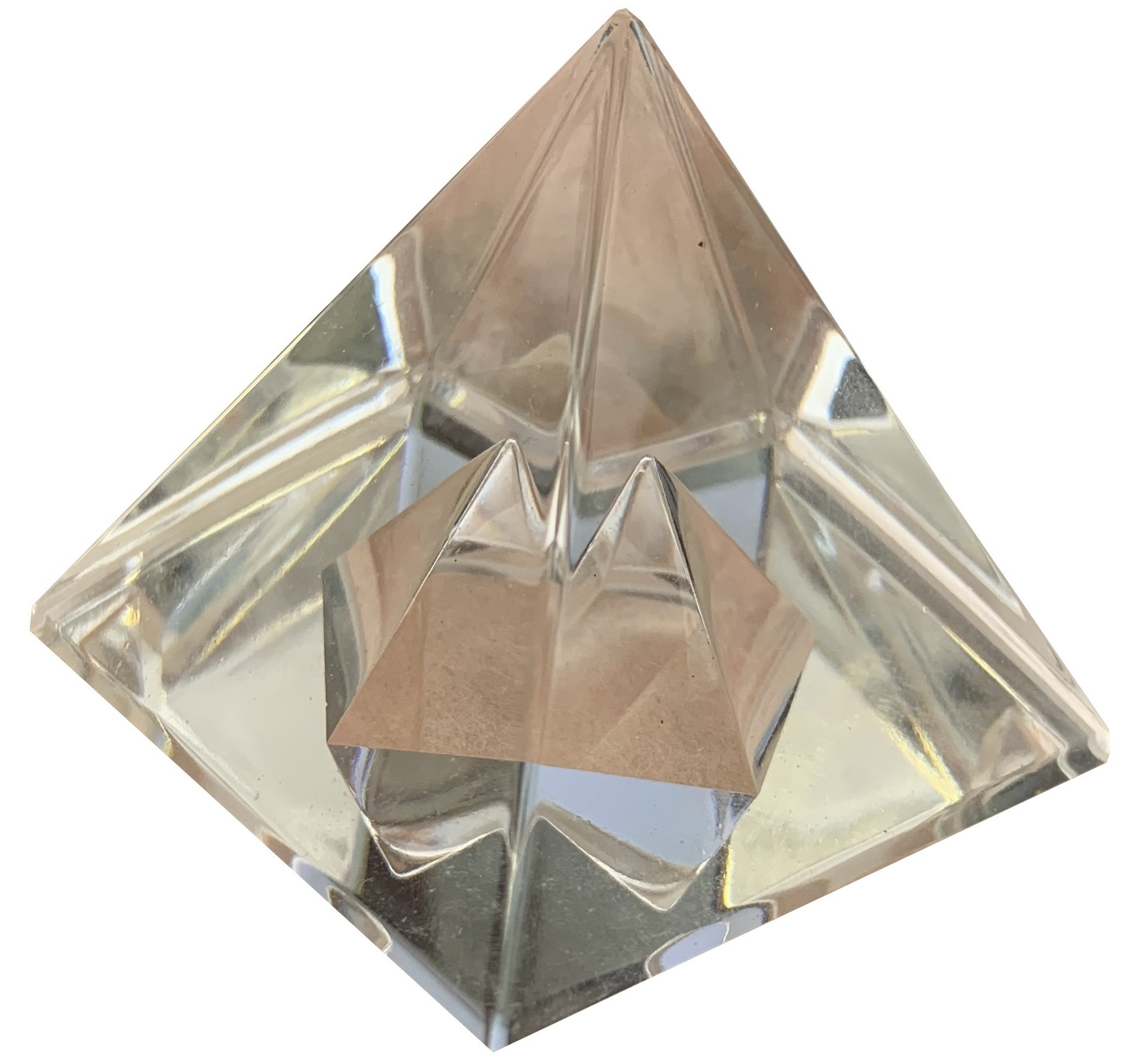 Křišťálová Pyramida v pyramidě 50 mm křišťál - skleněné těžítko ...
