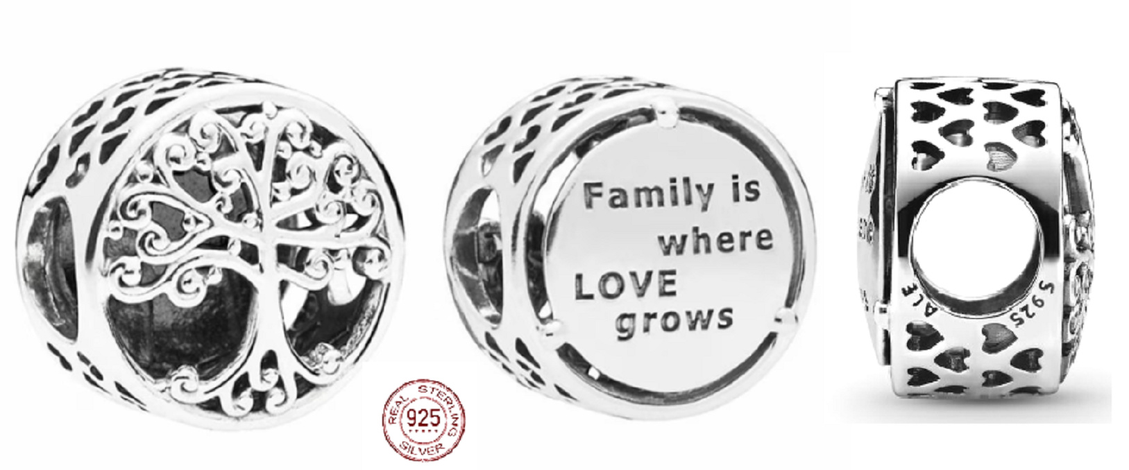Charm Sterlingové stříbro 925 Strom života - rodina je tam, kde roste ...